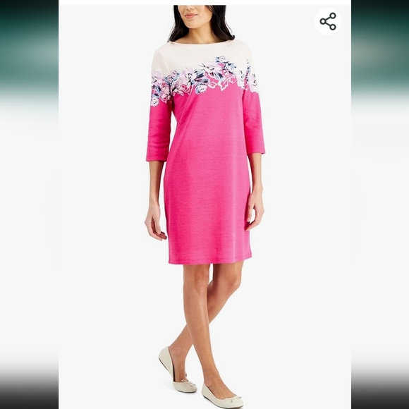 Karen Scott | Dresses | Karen Scott Womens Valerie Floral Boatneck ...